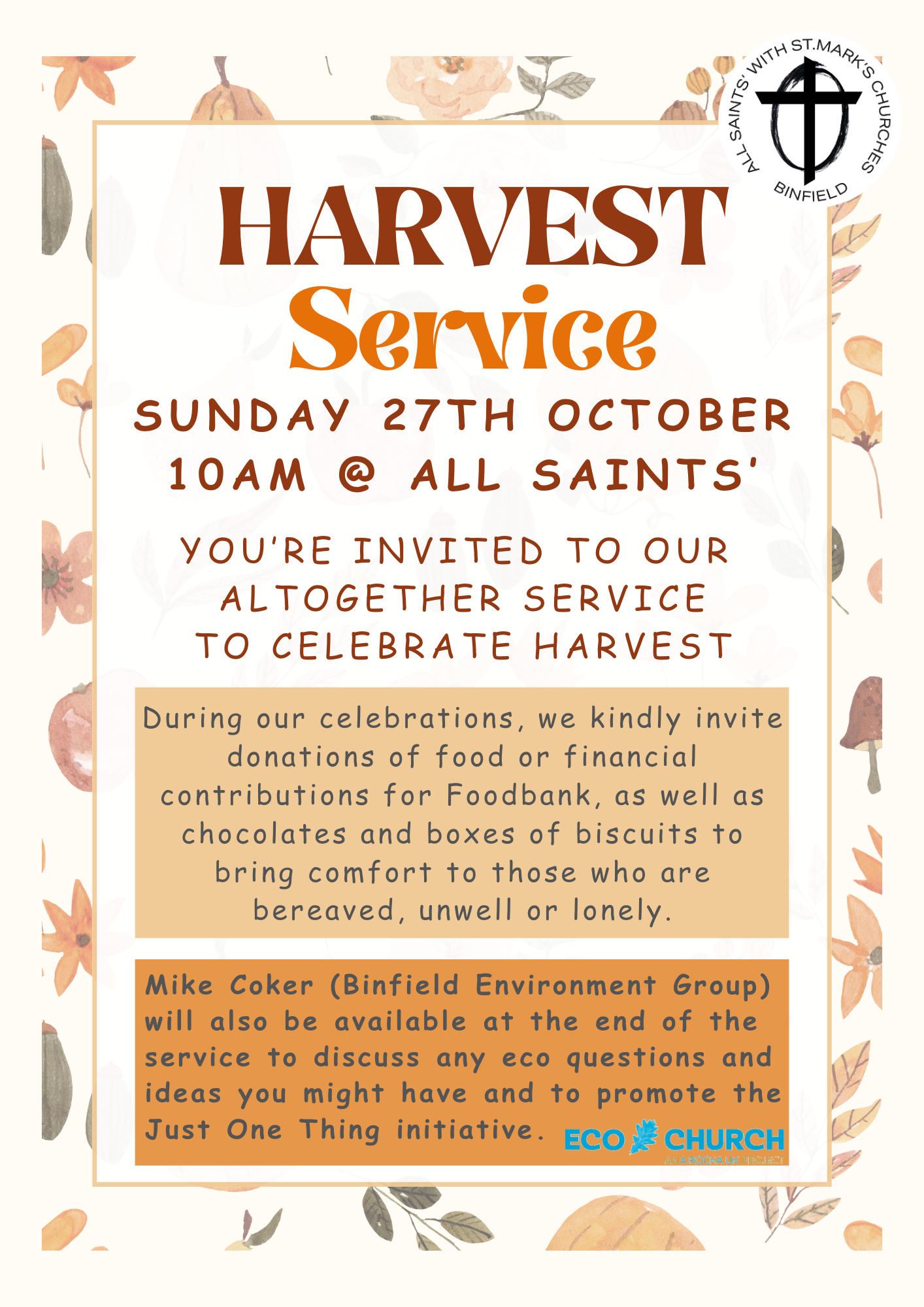 Altogether Harvest Service – All Saints’ with St Mark’s Churches, Binfield